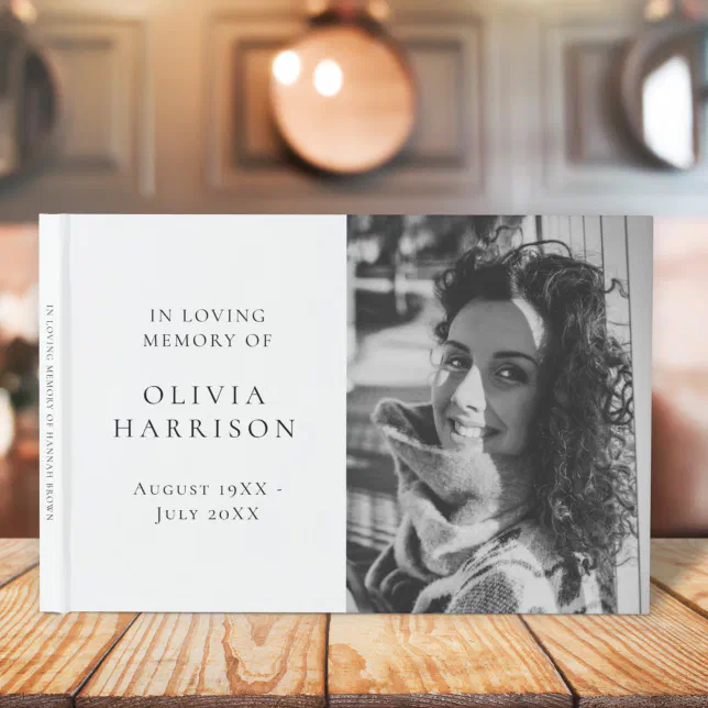 Memorial Photo | Elegant Classic In Loving Memory Guest Book | Zazzle
