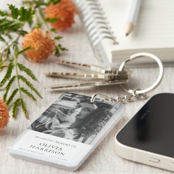 Memorial Photo | Elegant Classic In Loving Memory Keychain | Zazzle