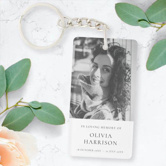 Memorial Photo | Elegant Classic In Loving Memory Keychain | Zazzle