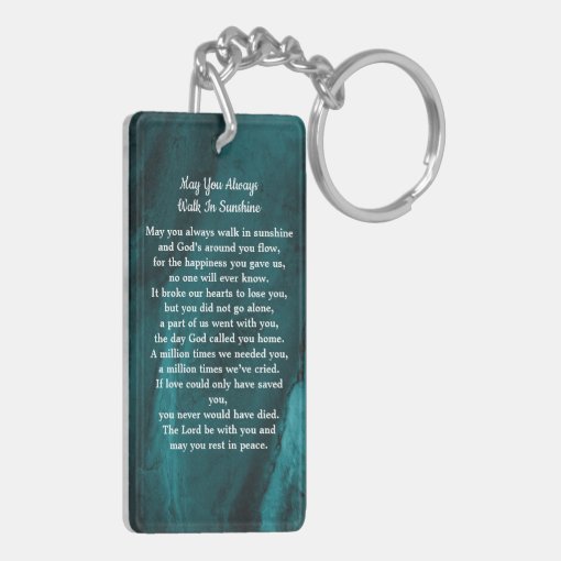 Memorial Photo Emerald Green Funeral Prayer Keychain | Zazzle