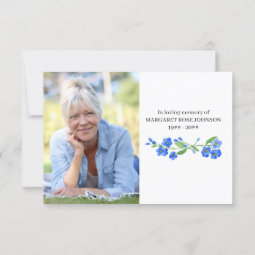 Memorial Photo Forget me Not Funeral Thank You Card | Zazzle