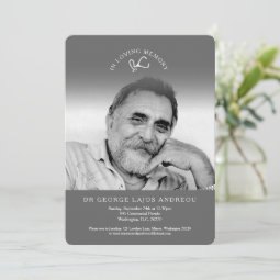 Memorial photo grey doctor funeral invitations | Zazzle