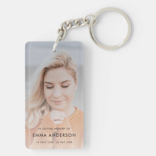 Memorial Photo | Modern In Loving Memory Funeral Keychain | Zazzle