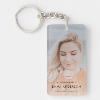 Memorial Photo | Modern In Loving Memory Funeral Keychain | Zazzle