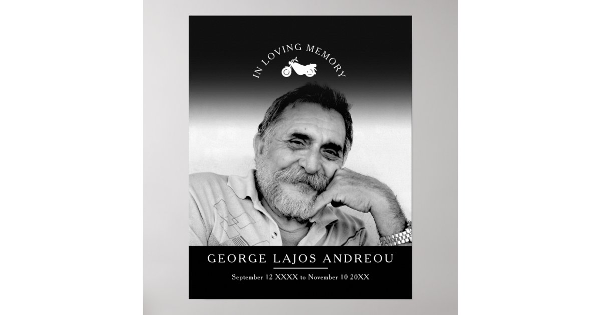 Memorial photo motorcycle funeral custom poster | Zazzle
