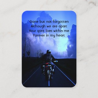 Memorial Photo Prayer Motorcycle Biker Business Card | Zazzle