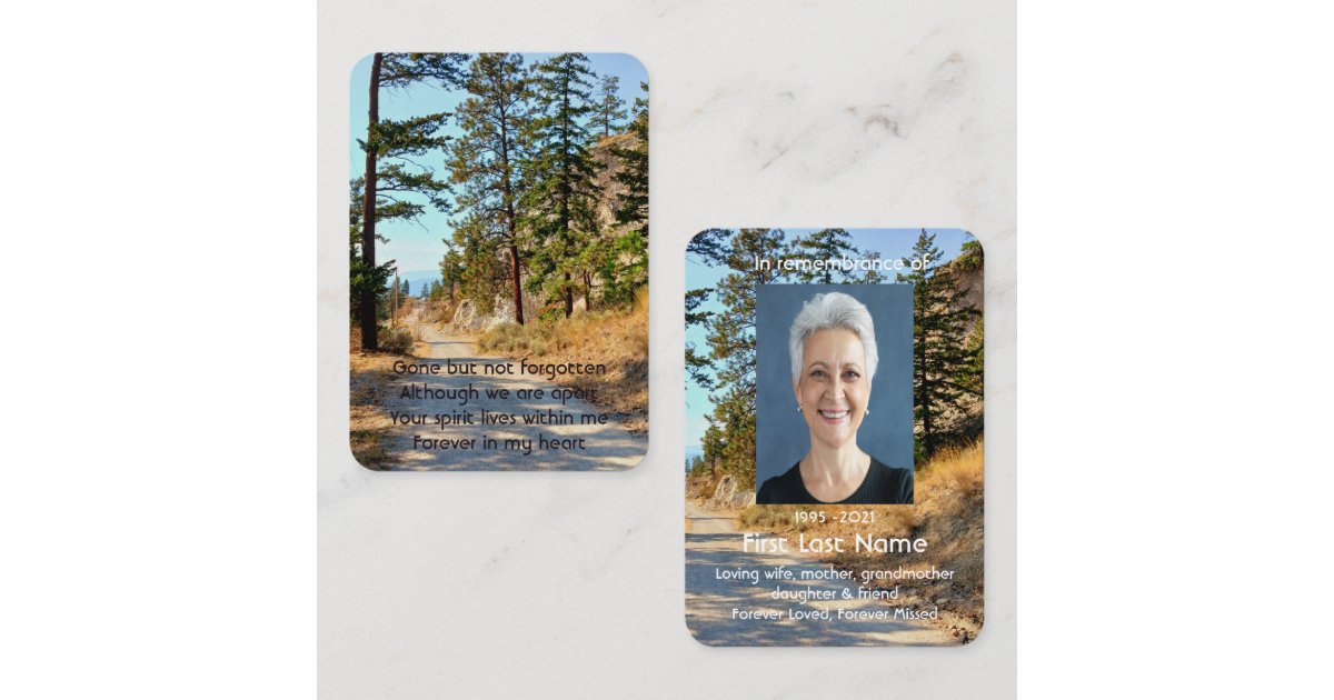 Memorial Photo Prayer Trail Forest Desert Walk Business Card | Zazzle