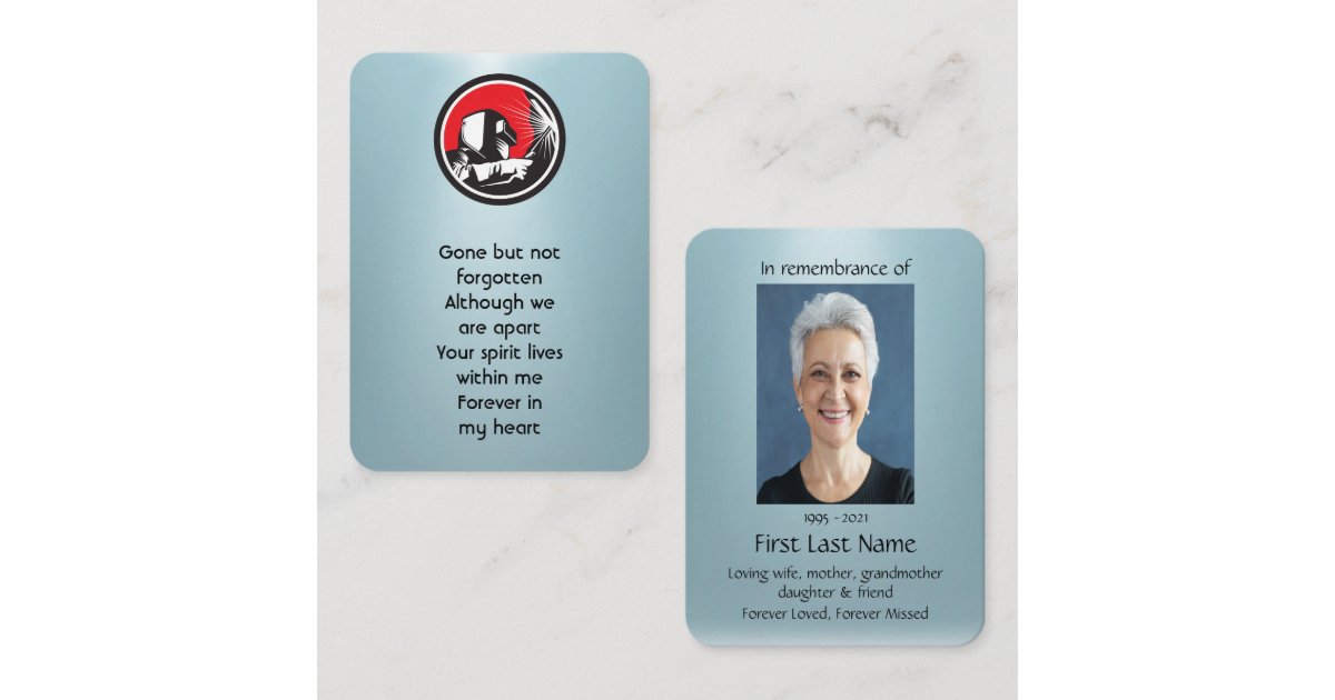 Memorial Photo Prayer Welder Welding Business Card | Zazzle