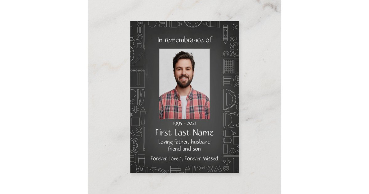 Memorial Photo Teacher Instructor Blackboard Business Card | Zazzle