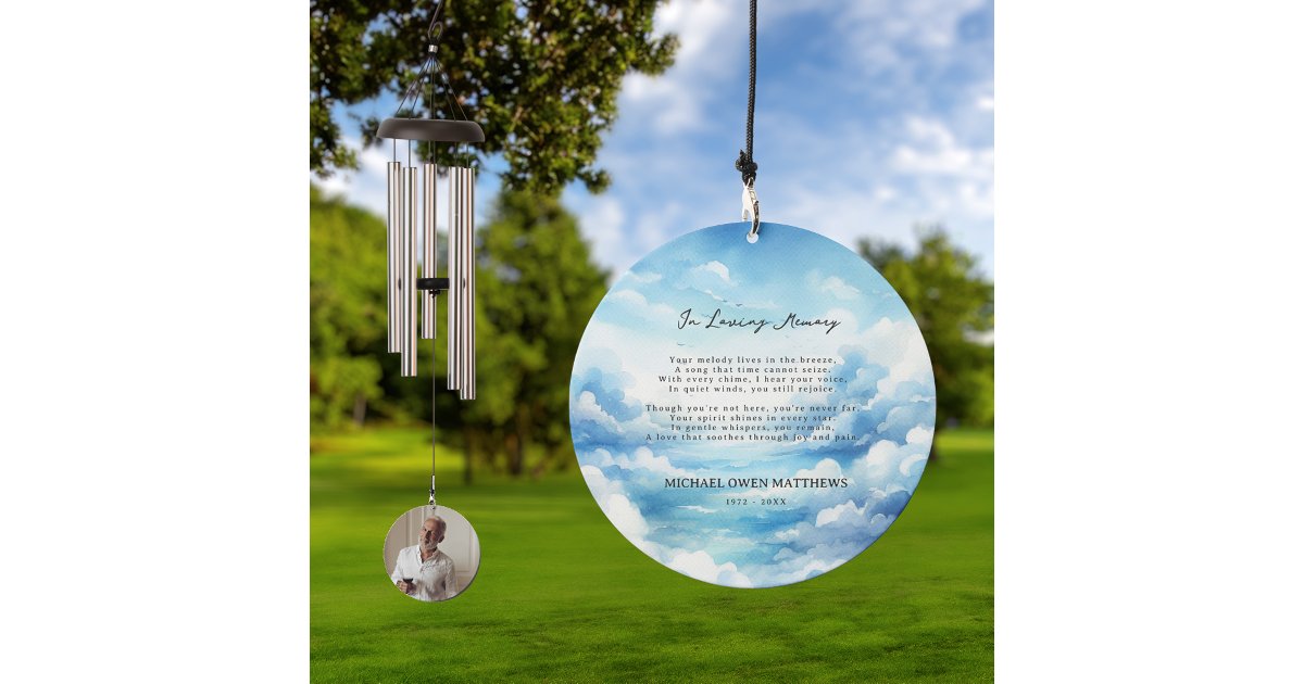 Memorial Poem Wind Chimes | Custom Photo Wind Chime | Zazzle