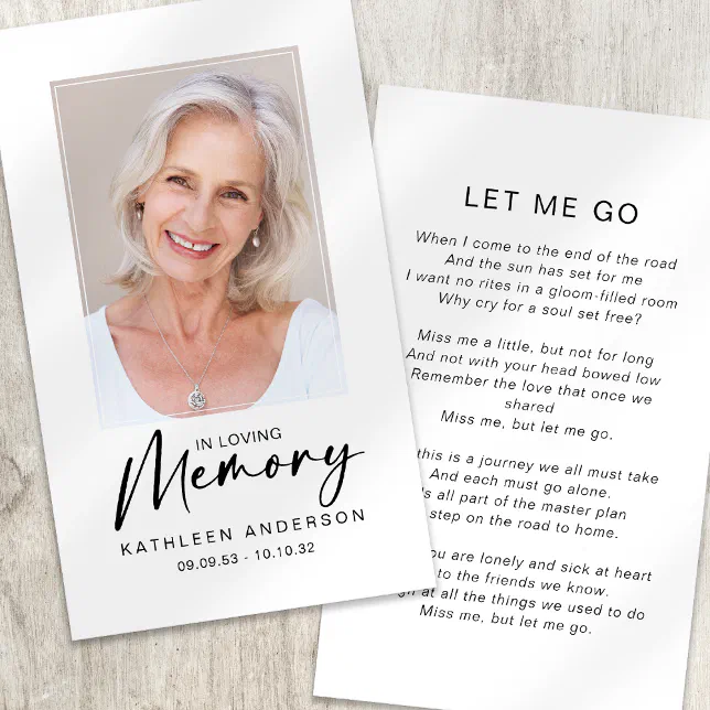 Memorial Prayer Card | In Loving Memory | Zazzle