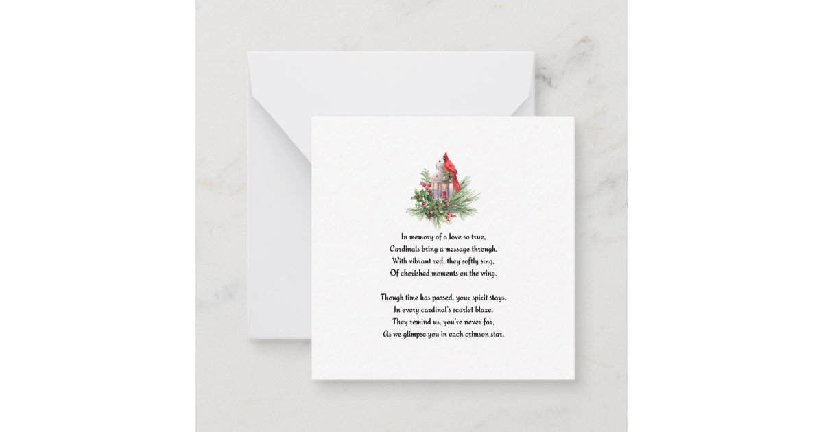Memorial Red Cardinal Remembrance Sympathy Card | Zazzle