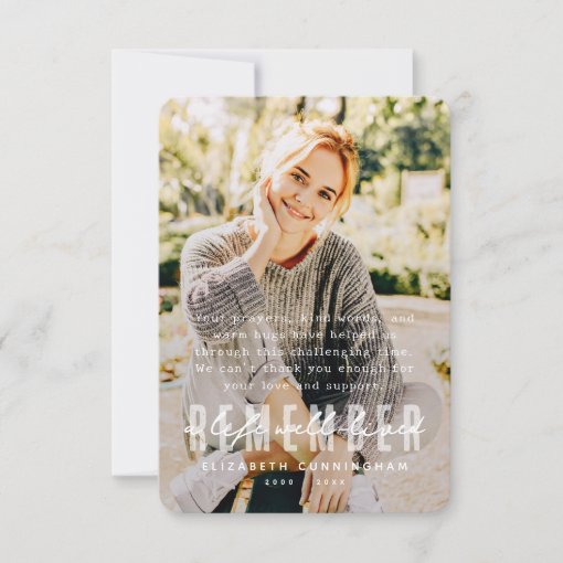 Memorial Remember Modern Simple Elegant Photo Thank You Card | Zazzle