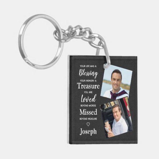 Memorial Remembrance Poem Faux Leather Photo Keychain | Zazzle