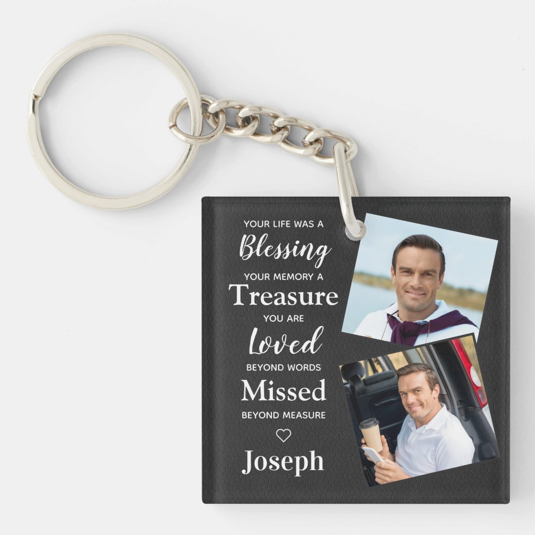 Memorial Remembrance Poem Faux Leather Photo Keychain | Zazzle