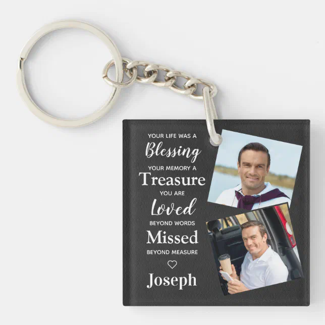 Memorial Remembrance Poem Faux Leather Photo Keychain | Zazzle