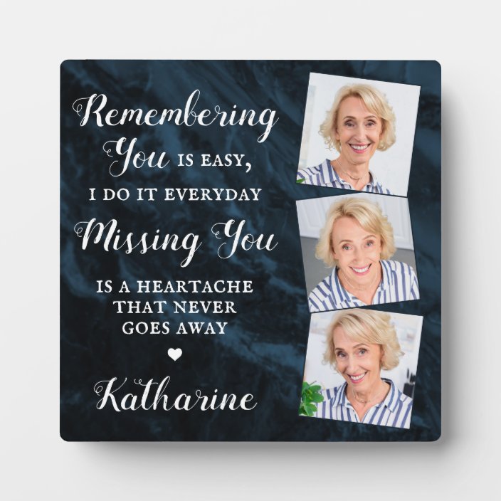 Memorial Remembrance Poem Personalized 3 Photo Plaque | Zazzle