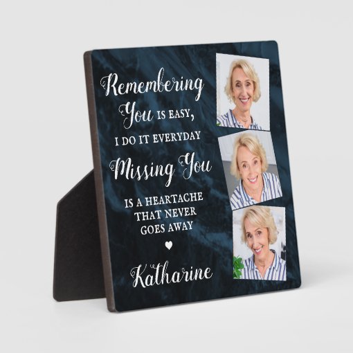 Memorial Remembrance Poem Personalized 3 Photo Plaque | Zazzle