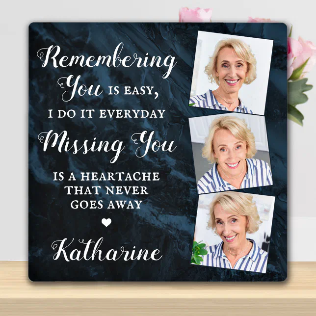 Memorial Remembrance Poem Personalized 3 Photo Plaque | Zazzle