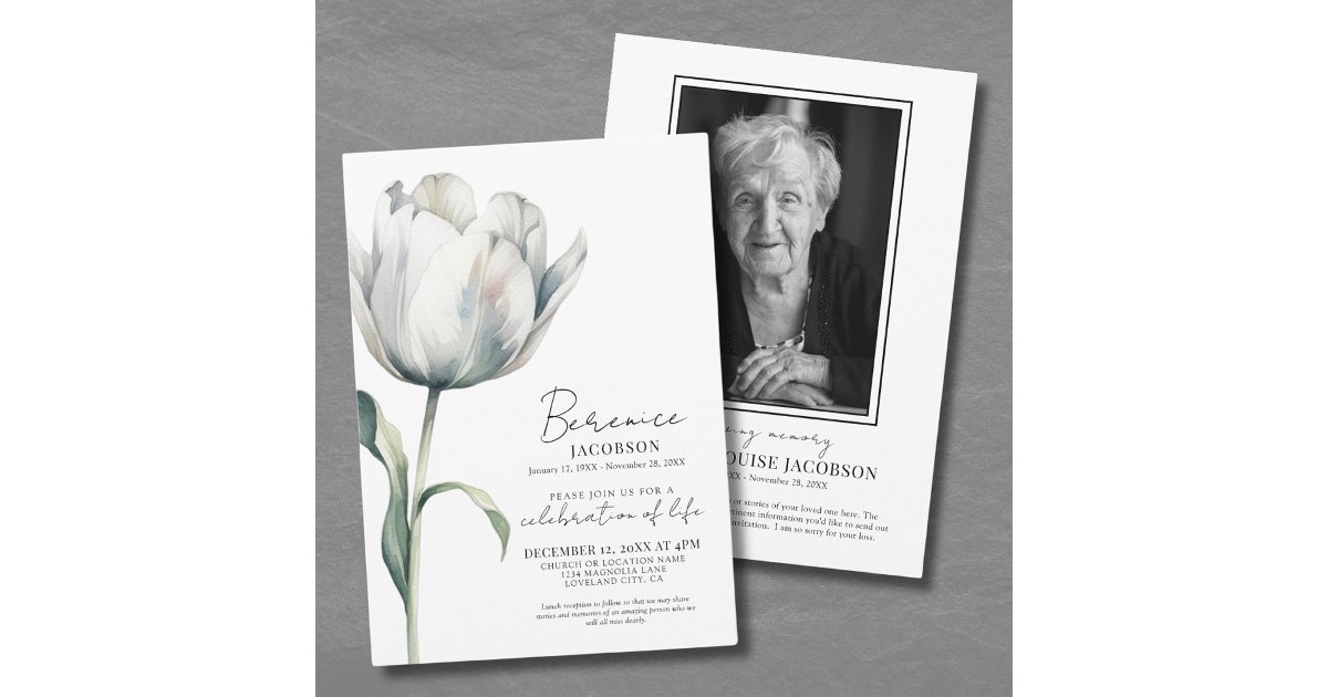 Memorial Script Celebration Of Life Funeral Invitation | Zazzle