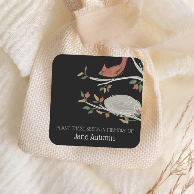 Memorial Seeds Cardinal Fall Square Sticker | Zazzle