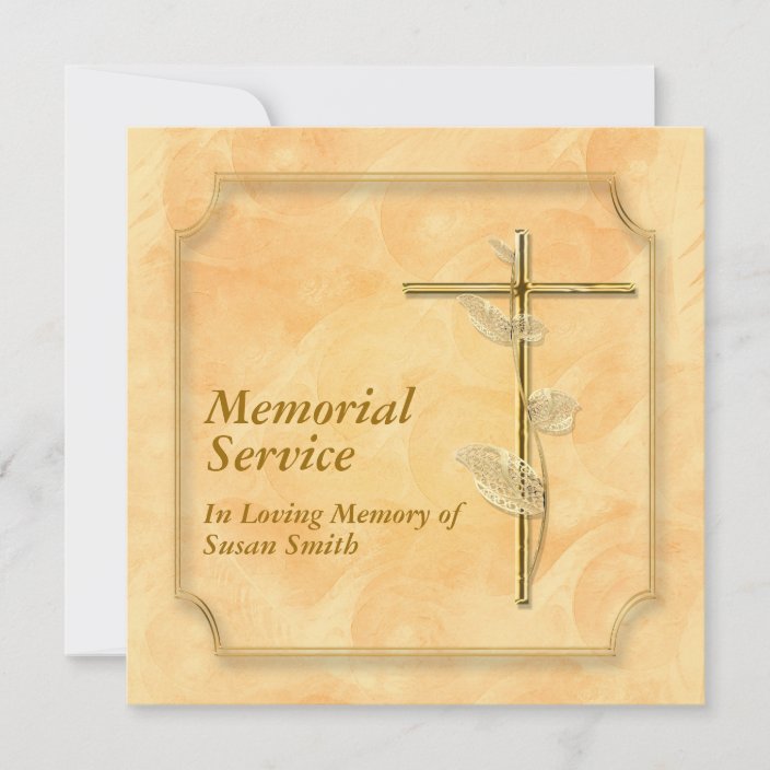 Memorial service announcement cross peach | Zazzle.com