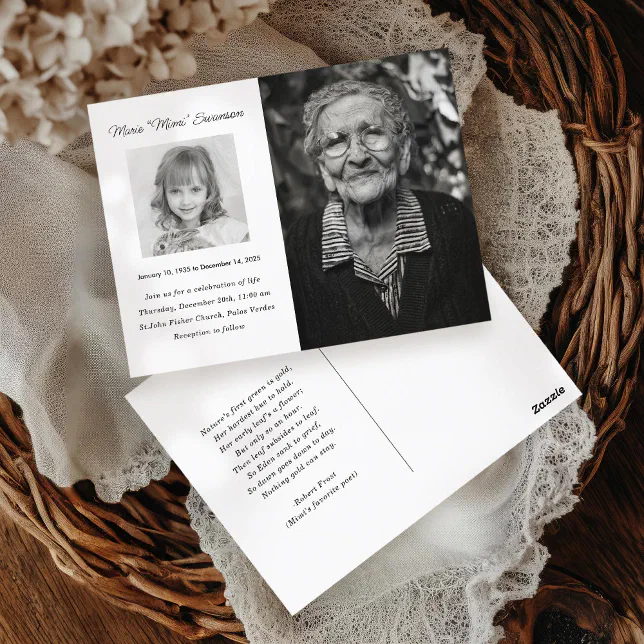 Memorial Service Celebration of Life Photo Card | Zazzle