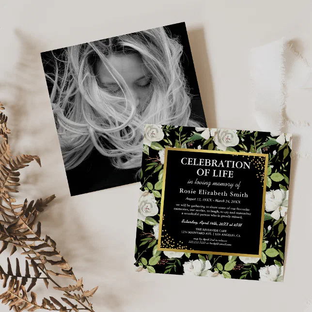 Memorial Service | Elegant Photo Funeral Invitation | Zazzle