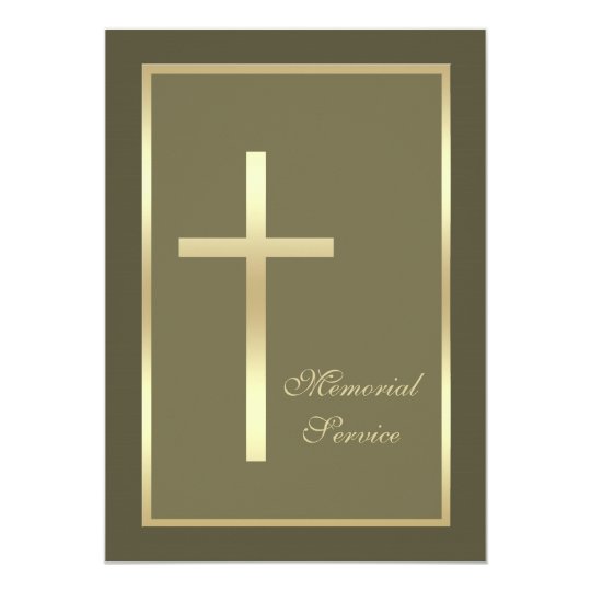Memorial Service Gold Cross Invitation | Zazzle.com
