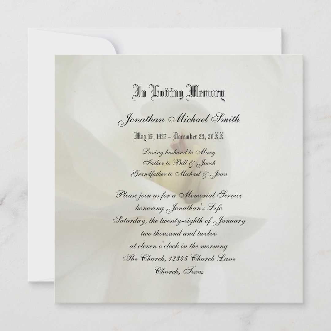 Memorial Service Invitation Announcement | Zazzle