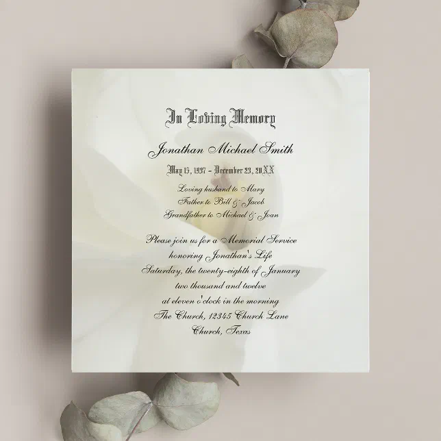 Memorial Service Invitation Announcement | Zazzle