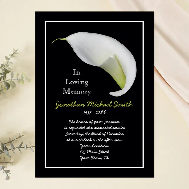 Memorial Service Invitation Announcement Template | Zazzle