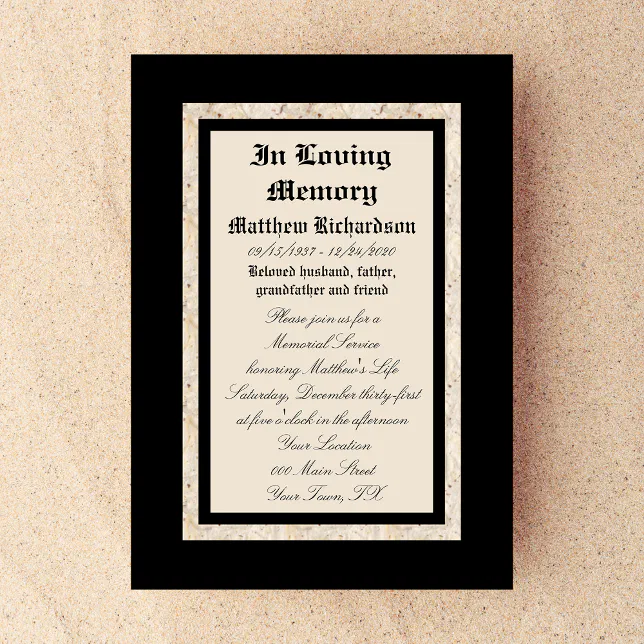 Memorial Service Invitation Announcement Template | Zazzle