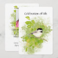 Memorial Service Invite Chickadee Bird Animal art | Zazzle