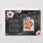 Memorial Service Invite Pink & Black Floral | Zazzle