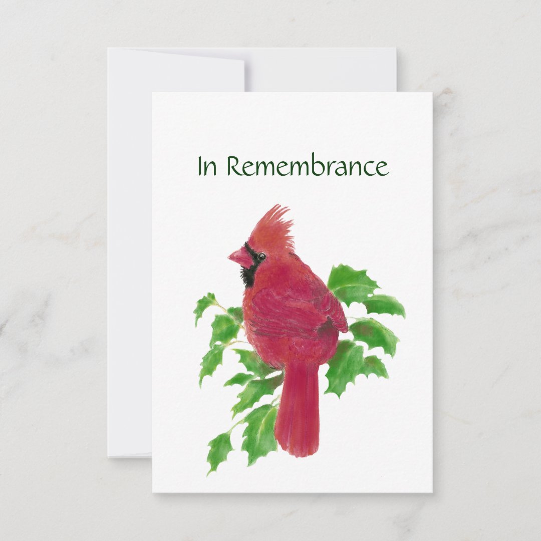 Memorial Service Invite Watercolor Cardinal Bird | Zazzle