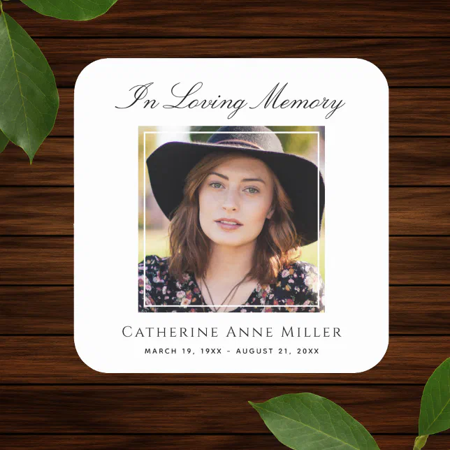 Memorial Service Photo Funeral Tribute Square Square Sticker | Zazzle