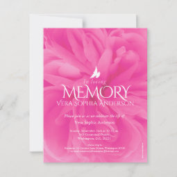 Memorial service pink rose funeral invitations | Zazzle