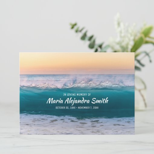 Memorial Service Sea Ocean Waves Add Your Photo Invitation | Zazzle