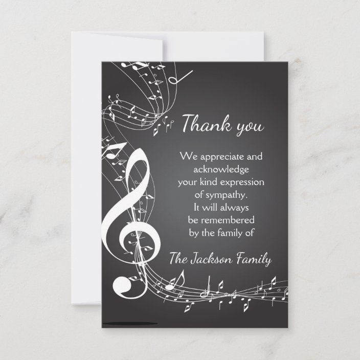 Memorial Service Thanks Music Notes Custom | Zazzle.com