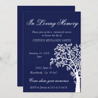 Memorial Service Tree Invitation | Zazzle