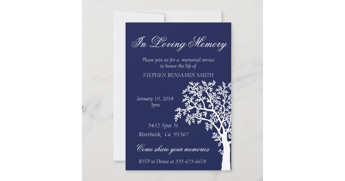 Memorial Service Tree Invitation | Zazzle
