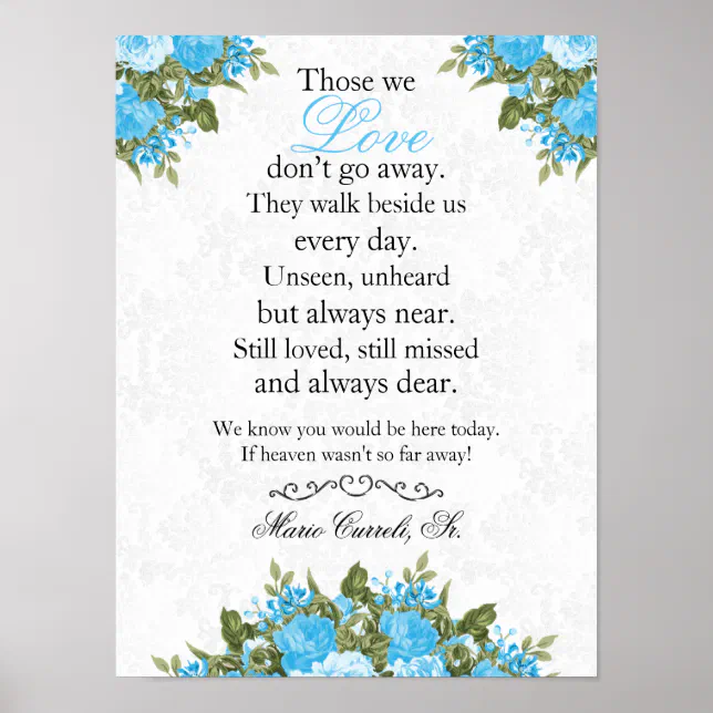 Memorial Sign - Baby Blue Flowers | Zazzle