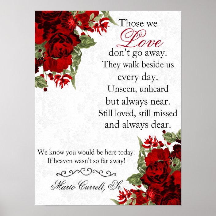 Memorial Sign- Dark Red Flowers Poster | Zazzle.com