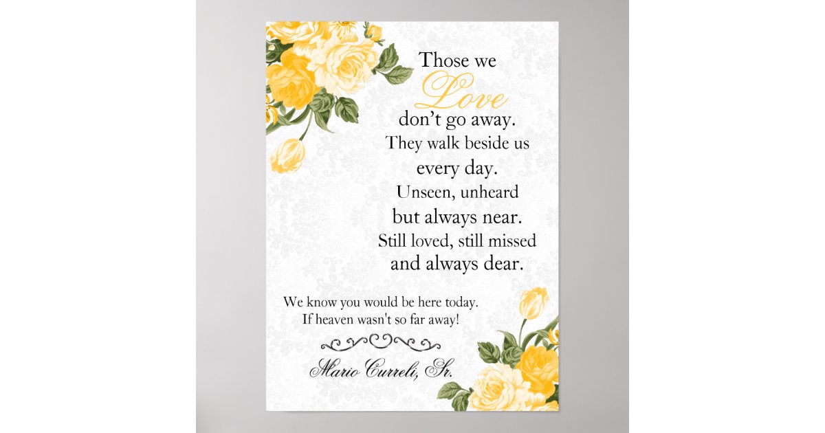 Memorial Sign- Golden Yellow Flowers Poster | Zazzle
