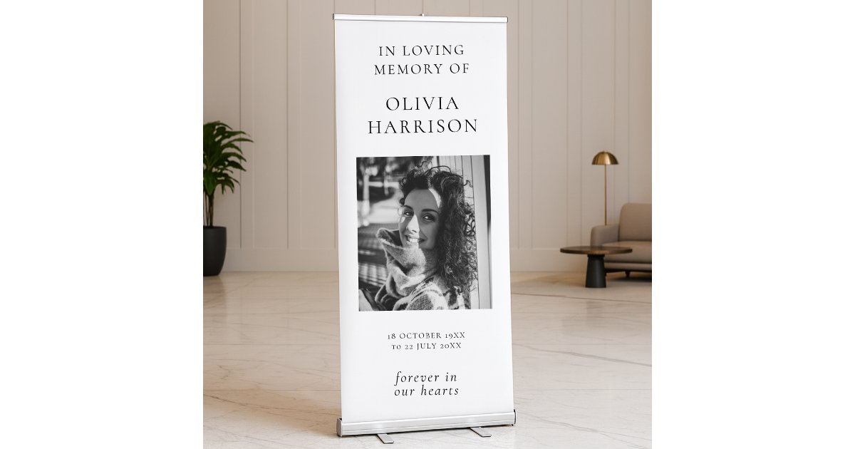 Memorial Sign Minimal Funeral Retractable Banner | Zazzle