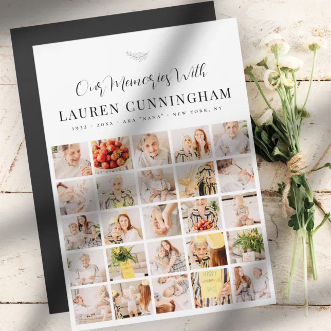 Memorial Simple Modern Minimalist 25 Photo Collage | Zazzle