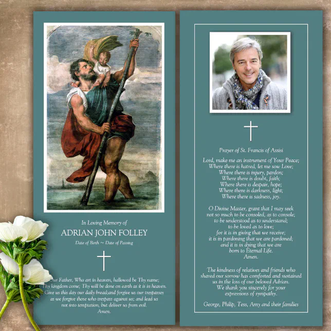 Memorial St Christopher Funeral Thank You Card | Zazzle