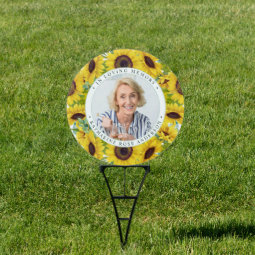 Memorial Sunflowers Custom 2 Photo Cemetery Grave Sign | Zazzle