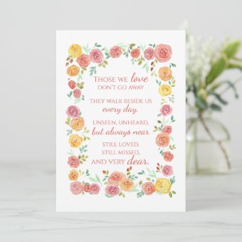 Memorial Sympathy Poem with Roses Frameable | Zazzle